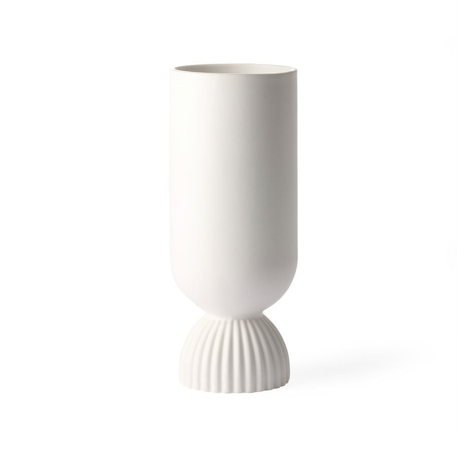 Vase Ribbed Base White - 1622lifestyle
