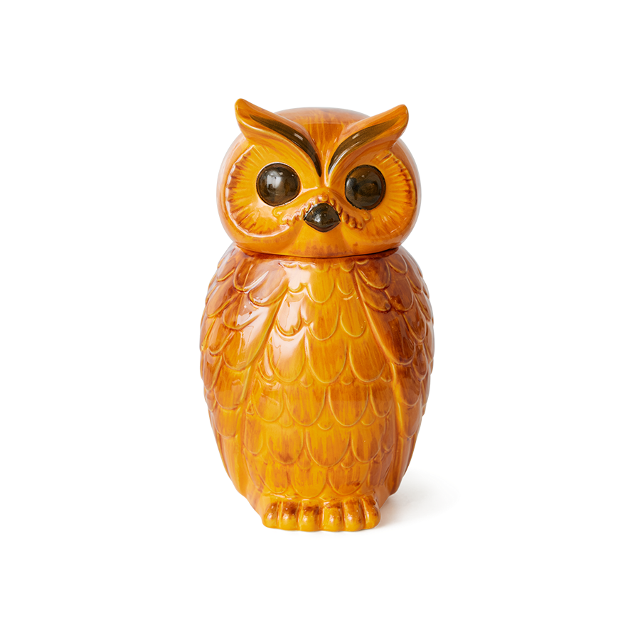 Ceramic Owl Jar Tangerine - 1622lifestyle